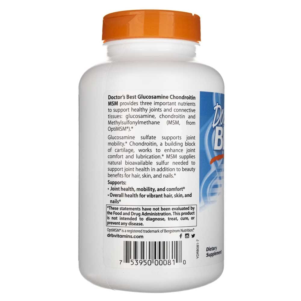 Doctor's Best Glucosamine Chondroïtine MSM met OptiMSM 240 Veg Capsules ...